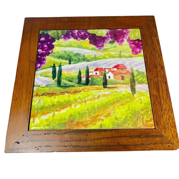 Unbranded | Kitchen | Vintage Italian Vineyard Hand Painted Tile Trivet ...